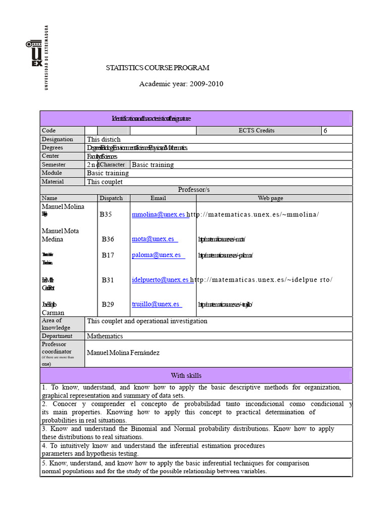 Probability and Statistics by Competencies | PDF | Statistics ...