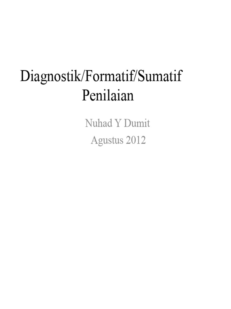Formulir Diagnostik Formatif Sumatif | PDF