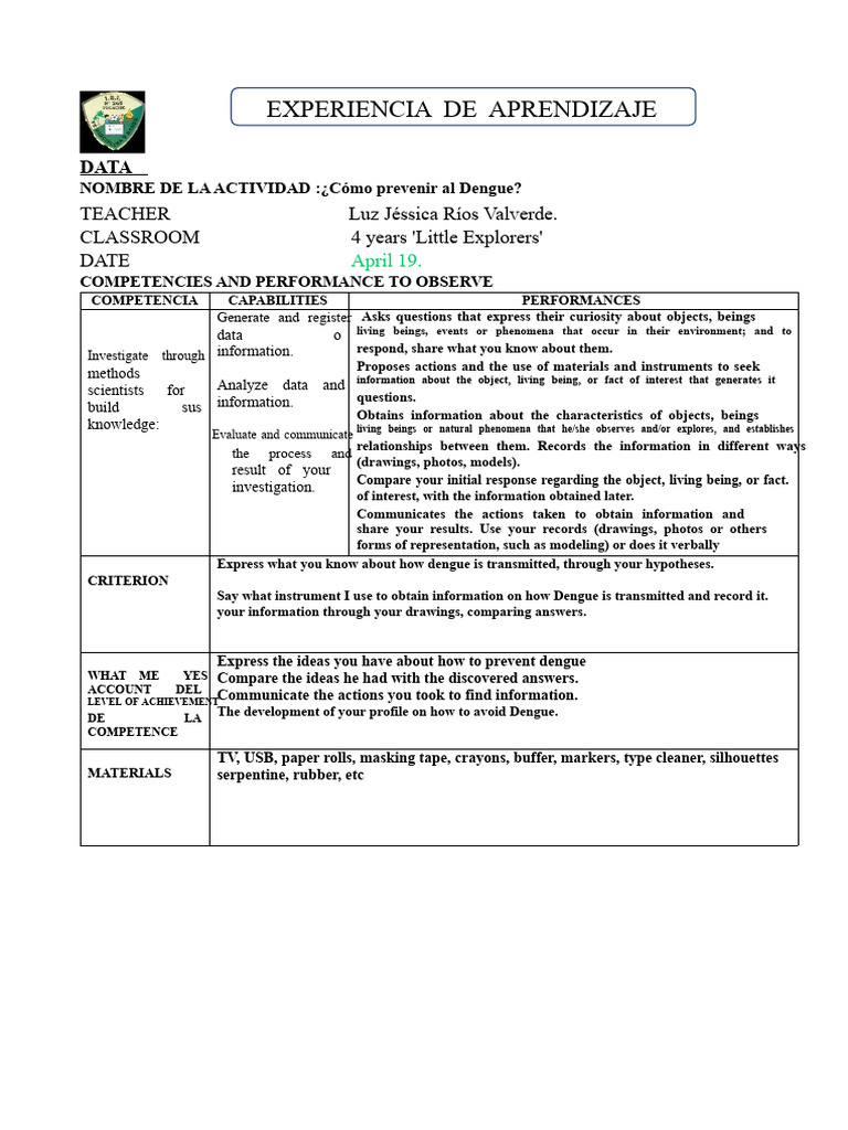 Planned Activities #8 - Dengue Project | PDF | Information | Data