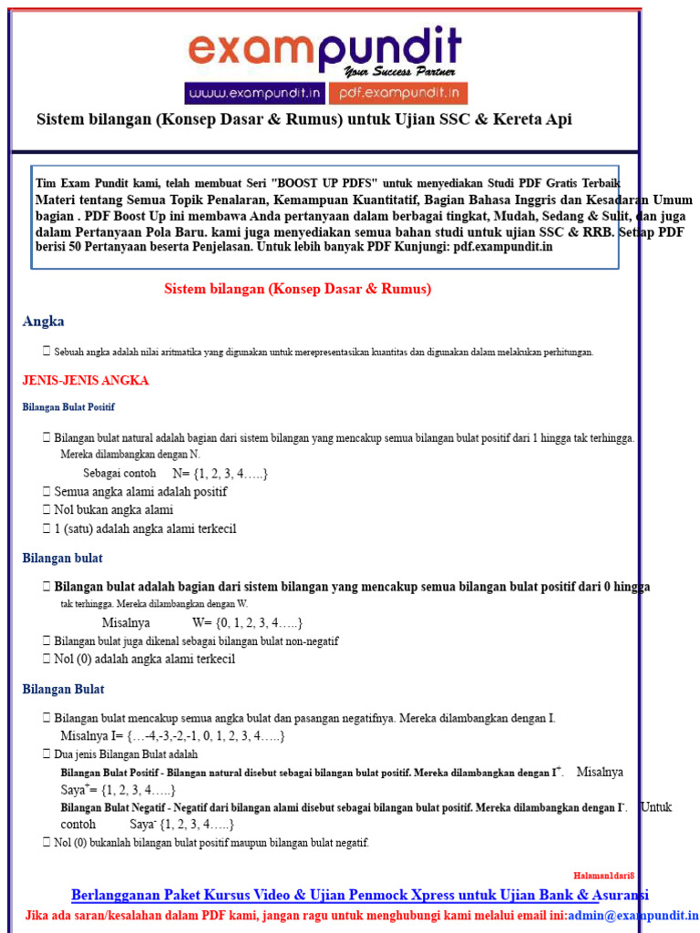 Sistem Bilangan untuk Ujian SSC & RRB | PDF