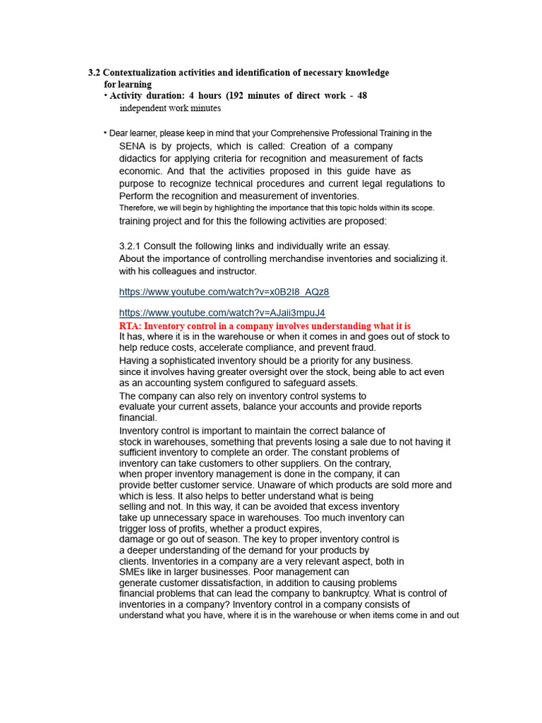 3.2 Contextualization Activities and Identification of Necessary Knowledge For Learning | PDF ...