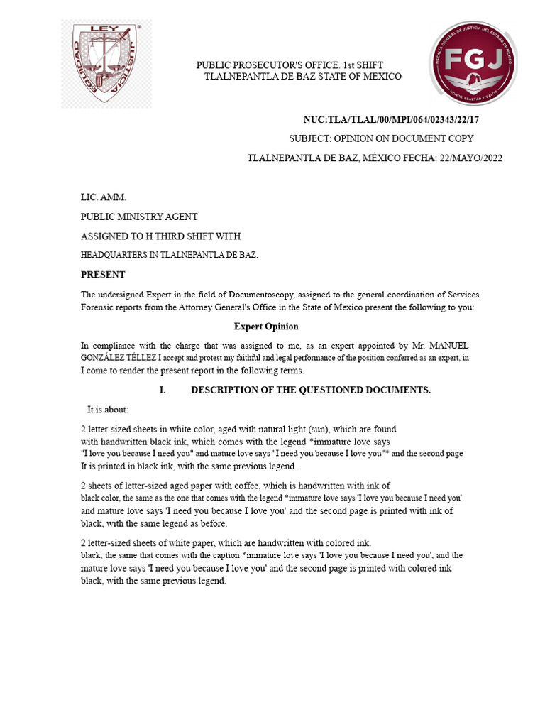 Forensic Document Examination Report | PDF | Hypothesis | Scientific Method