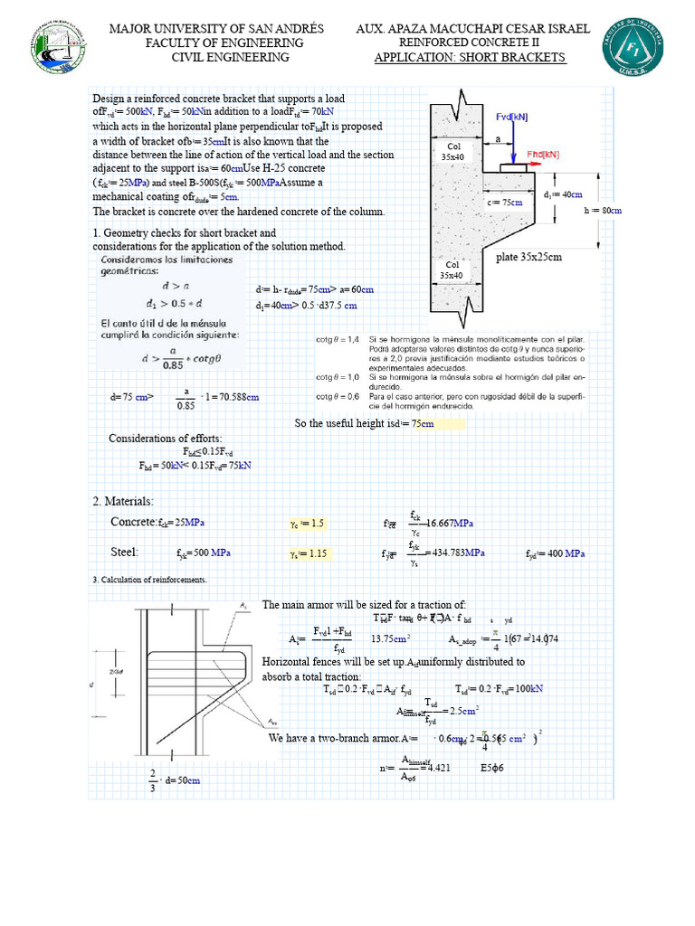 examples of bracket design part 2 | PDF | Reinforced Concrete | Concrete