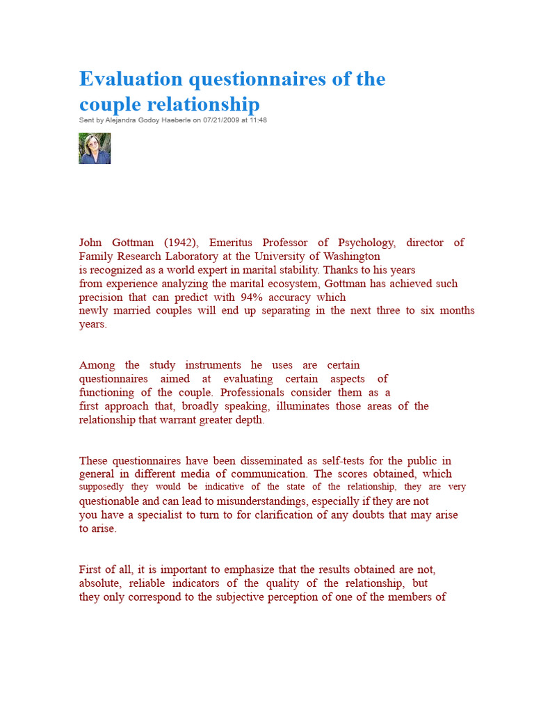 Couple Relationship Evaluation Questionnaires | PDF | Evaluation | Expert