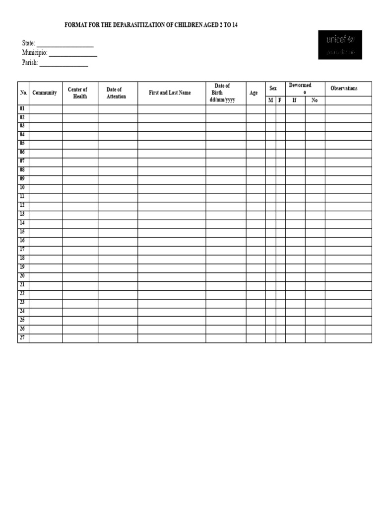 Deworming Format | PDF