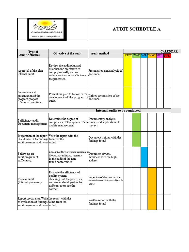 Schedule | PDF | Audit | Internal Audit
