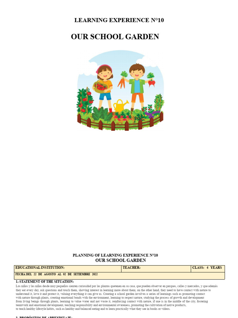 School Garden Learning Experience 4 Years | PDF | Experience | Information