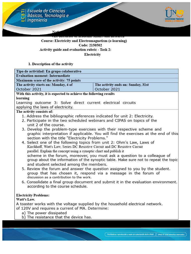 Unit 2 - Task 2 - Electricity | PDF | Electrical Network | Series And Parallel Circuits