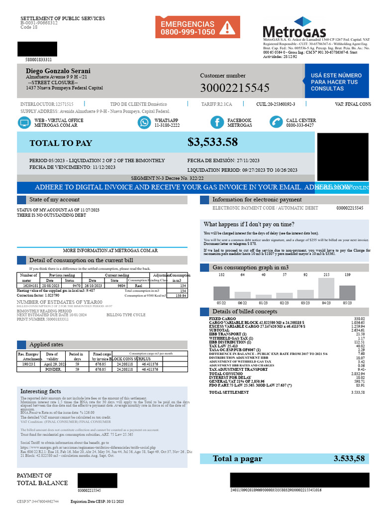 2312 Metrogas | PDF | Invoice | Money