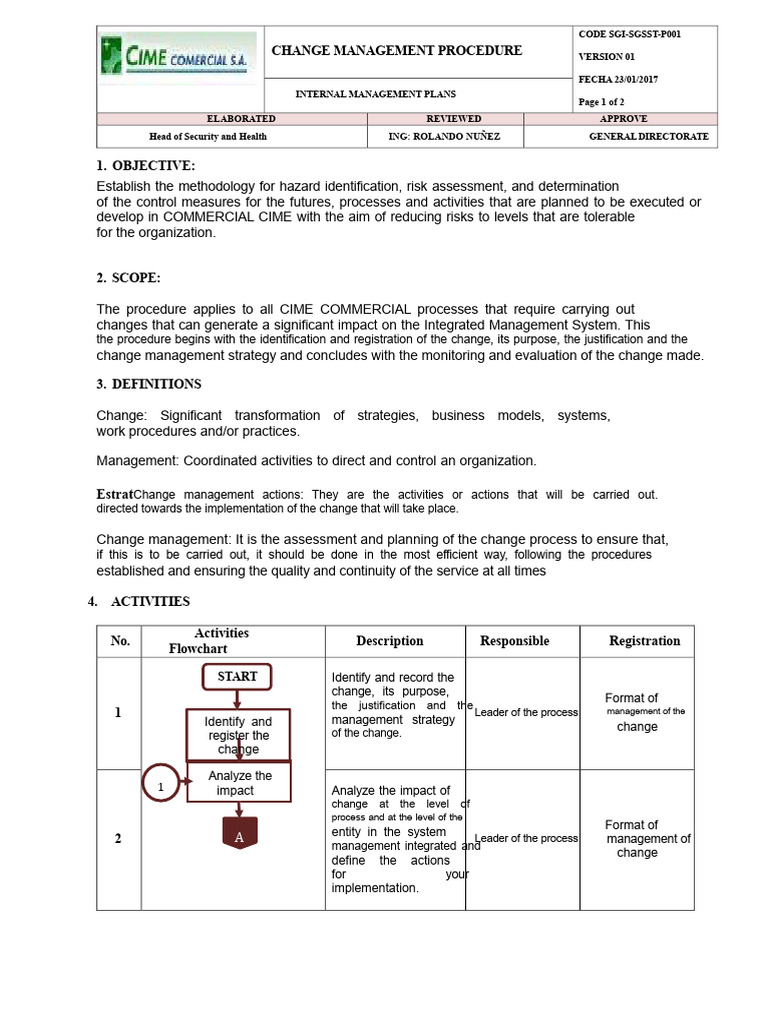 Change Management Procedure | PDF | Risk | Evaluation