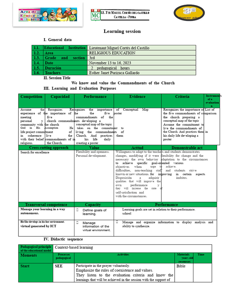 Learning session of the Third Commandments of the Church | PDF ...