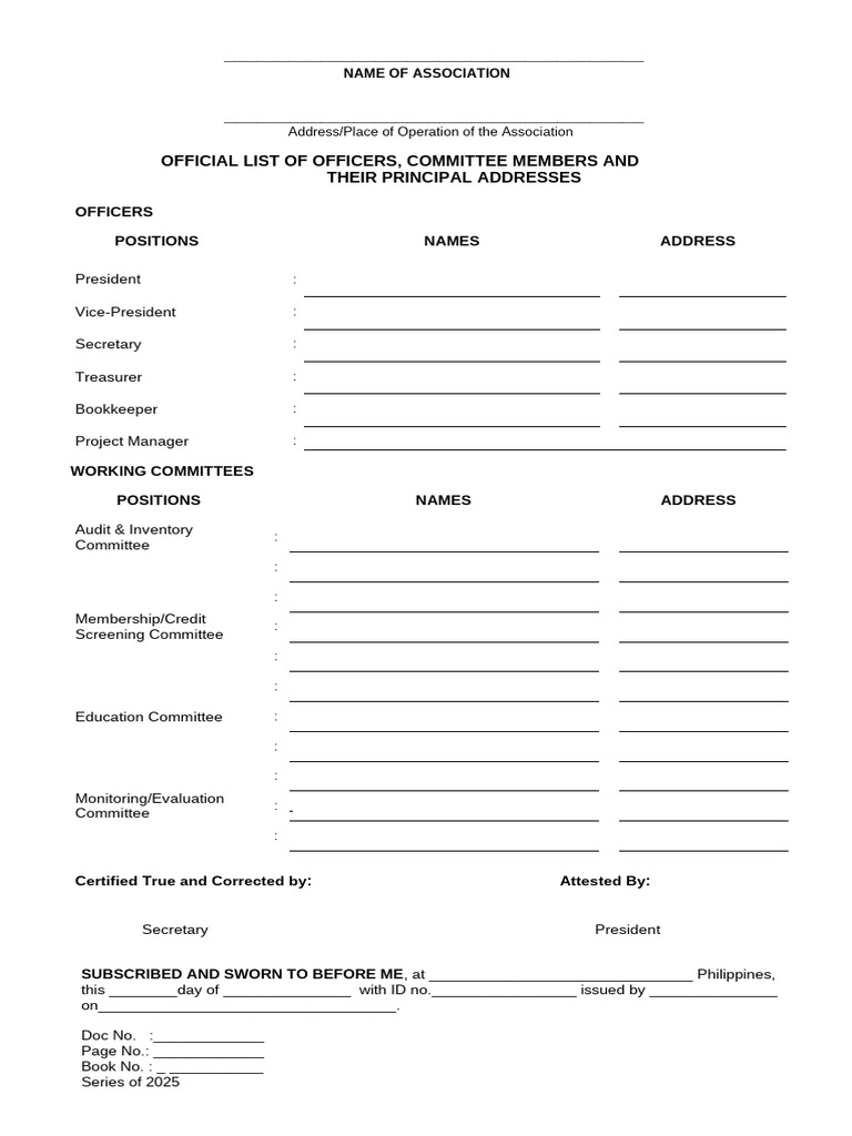 Association Officers and Committees List | PDF