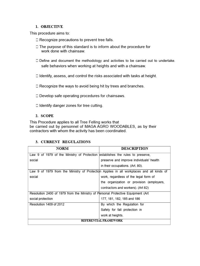Tree Felling Procedure | PDF | Personal Protective Equipment ...