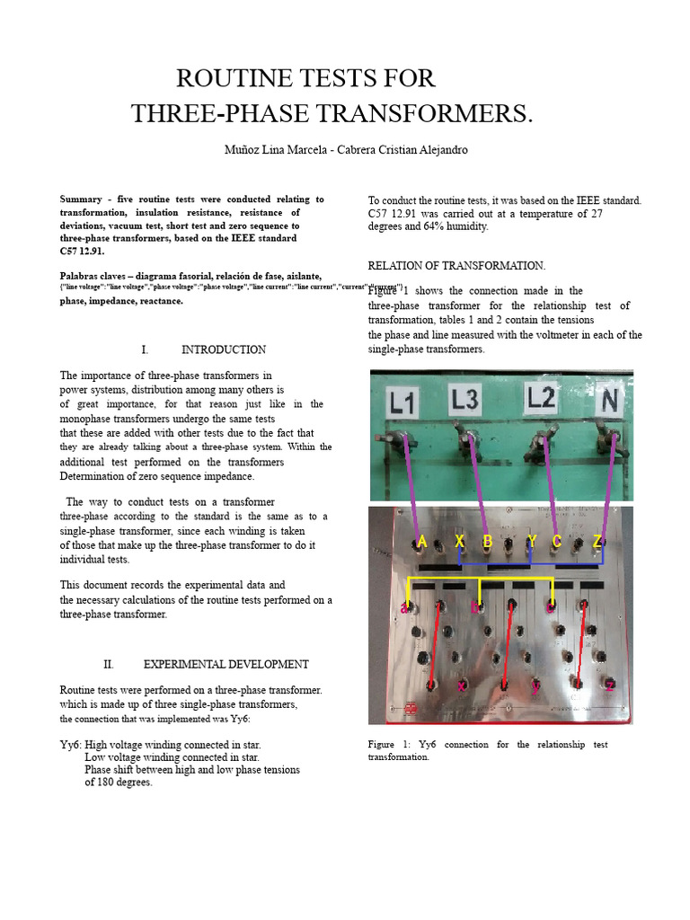 Routine Tests For Three-Phase Transformers | PDF | Electrical Impedance ...