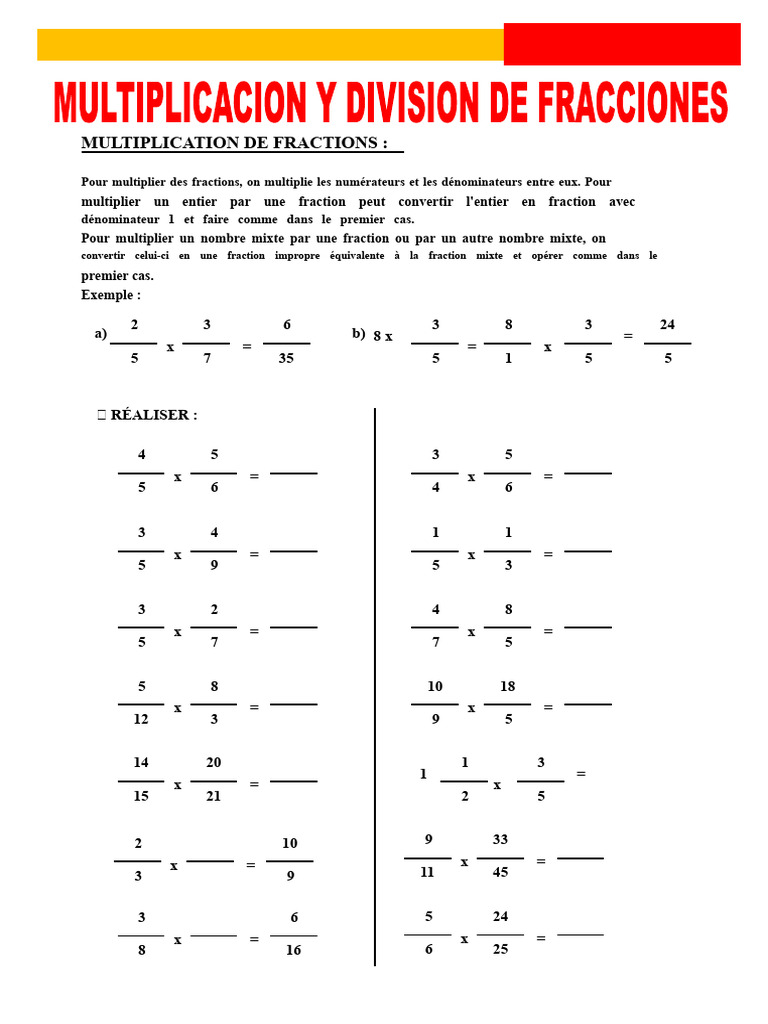 Multiplication Et Division Des Fractions | PDF | Mathématiques ...