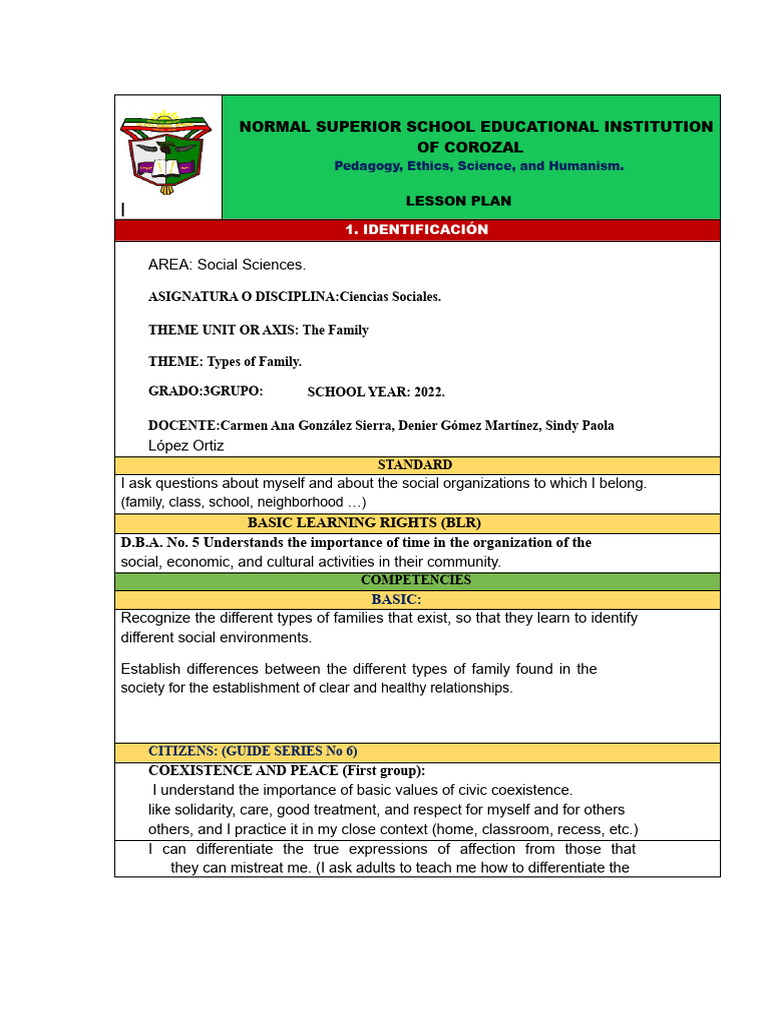 Types of Families Lesson Plan for Grade 3 | PDF | Family | Knowledge
