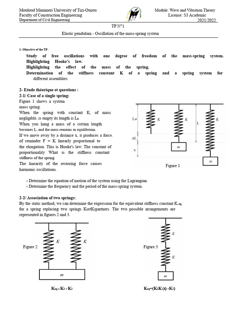 Lab Report No. 1 - Waves and Vibrations | PDF | Oscillation | Classical Mechanics
