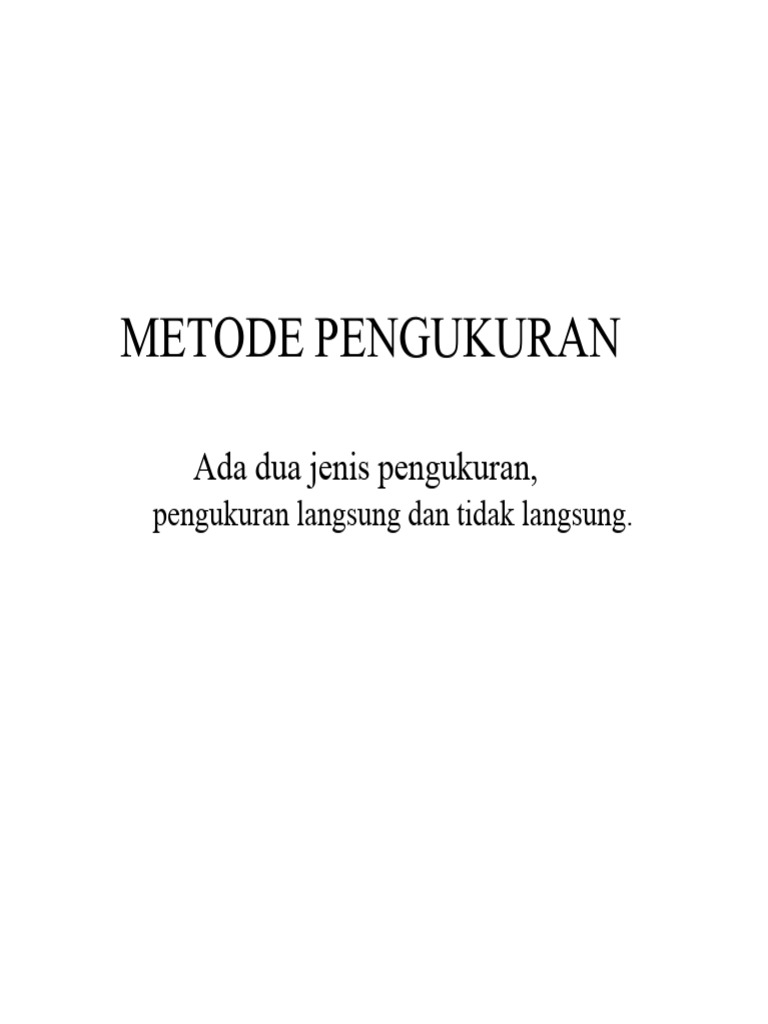 Metode Pengukuran Langsung dan Tidak Langsung | PDF