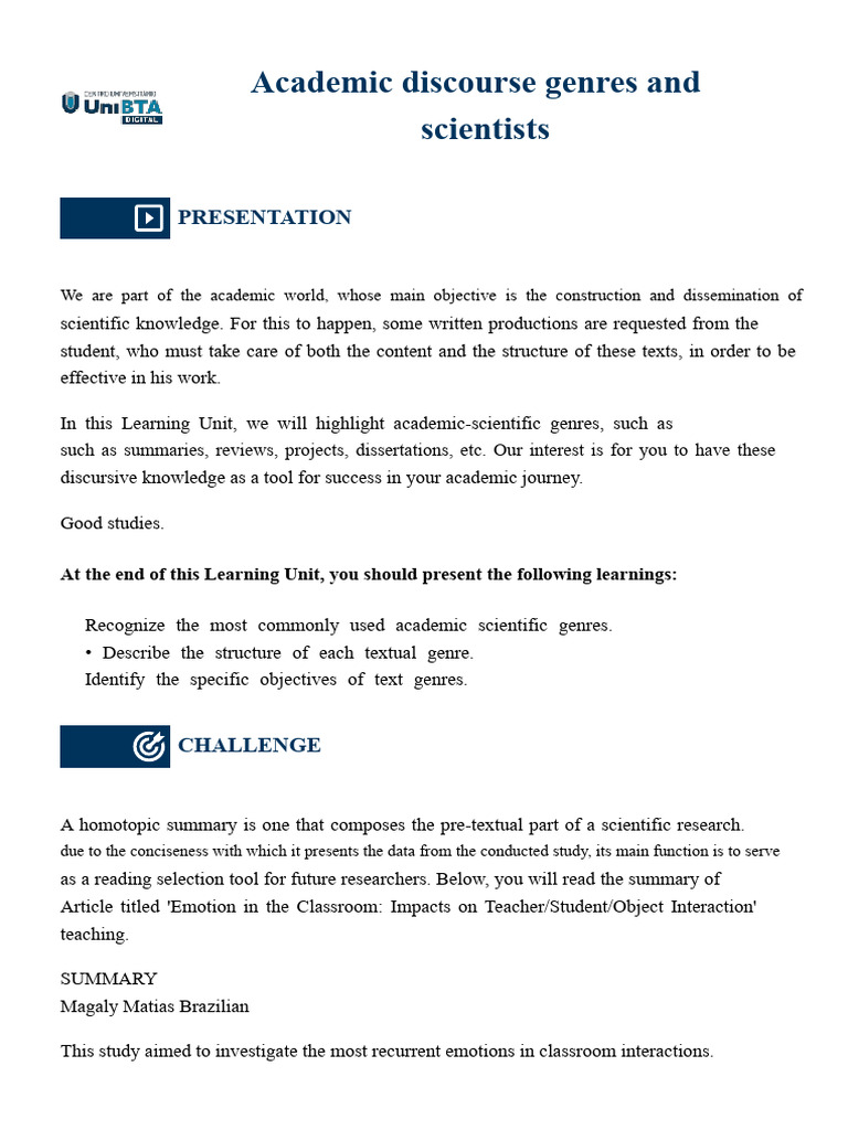 2.2 Academic and Scientific Discourse Genres | PDF | Methodology | Thesis