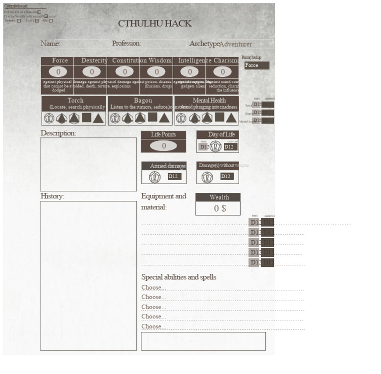 Cthulhu Hack Character Sheet Guide | PDF | Tabletop Games | Role ...