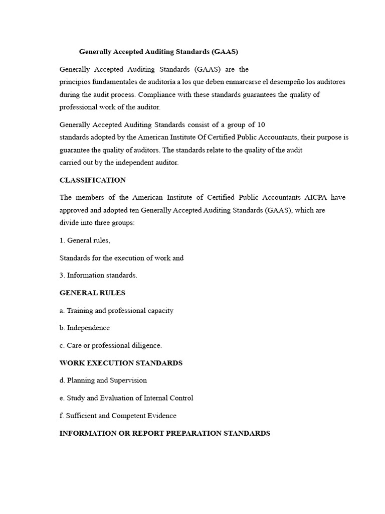 Generally Accepted Auditing Standards | PDF | Internal Control | Audit