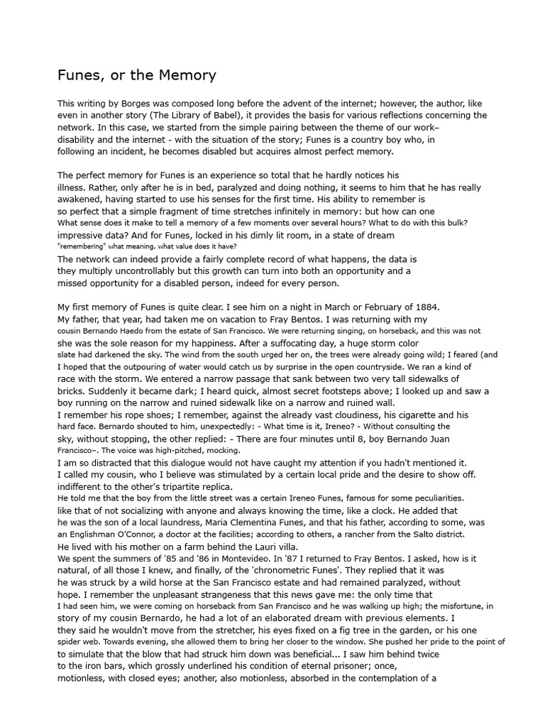Funes or The Memory | PDF