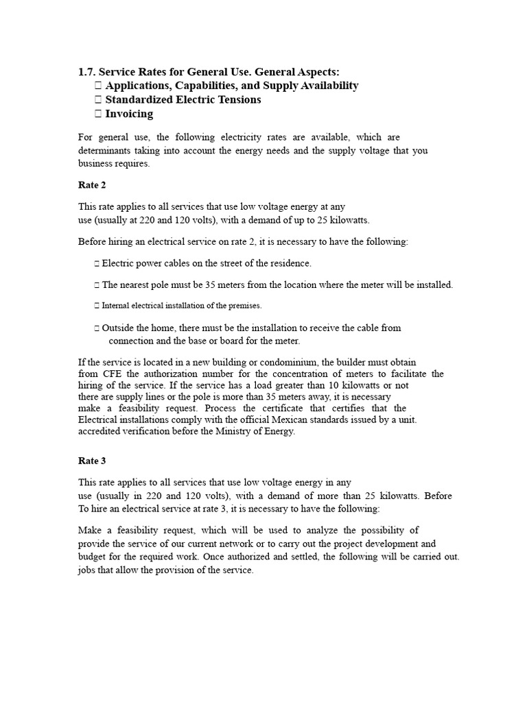 Electricity Service Rates Overview | PDF | Electric Power Distribution ...