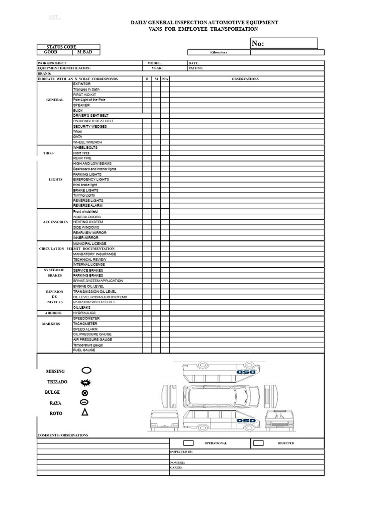 Check List Van | PDF | Brake | Vehicle Technology