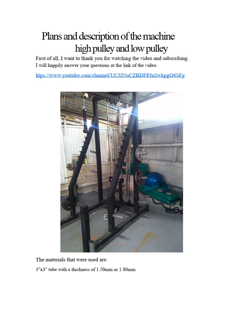 Plans For The High Pulley Machine and Low Pulley Machine | PDF ...
