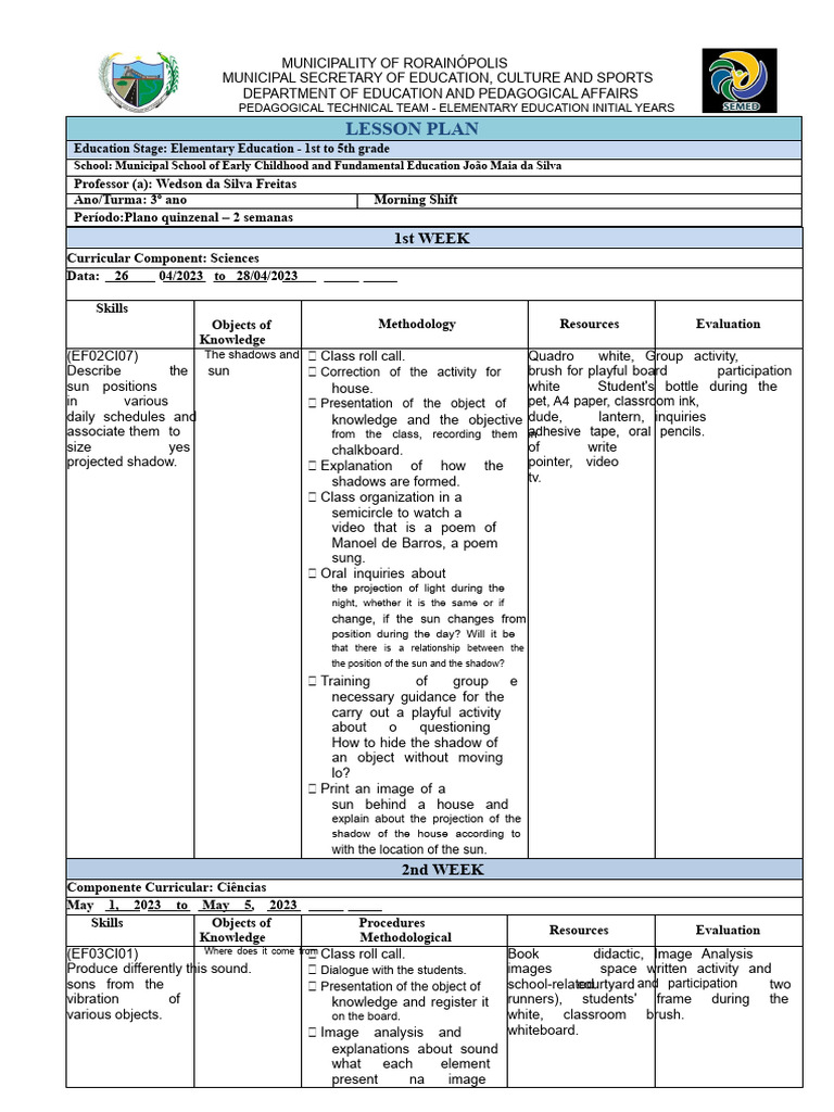 3rd Science Lesson Plan 2023 | PDF | Pedagogy | Cognition