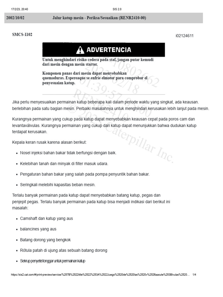 Panduan Penyesuaian Celah Katup Mesin | PDF