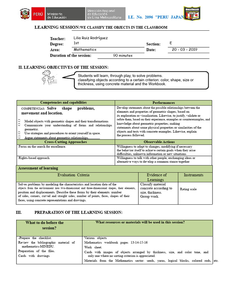 SESSION MATE CLASSIFYING OBJECTS | PDF | Learning | Shape