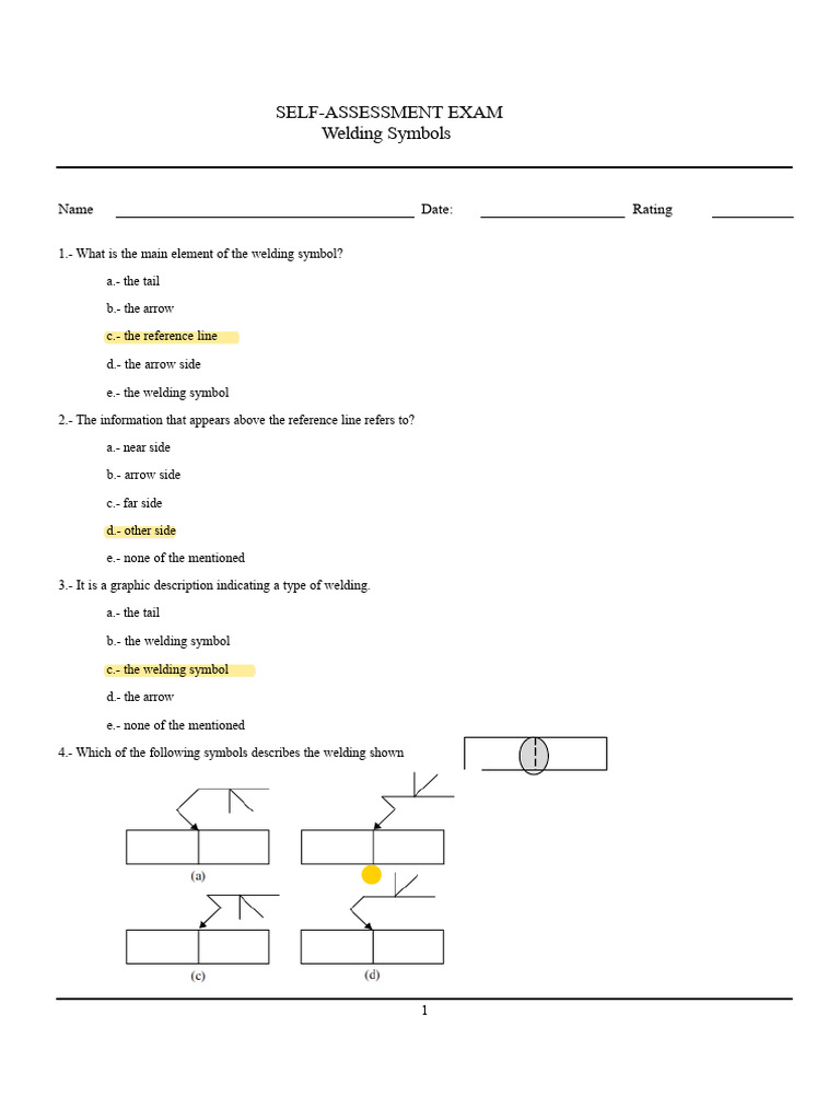Welding Symbols Self-Assessment Exam | PDF | Welding | Construction