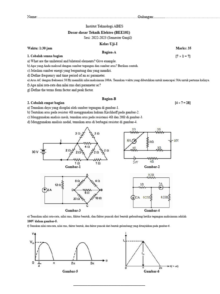 Kertas Soal CT-1 | PDF