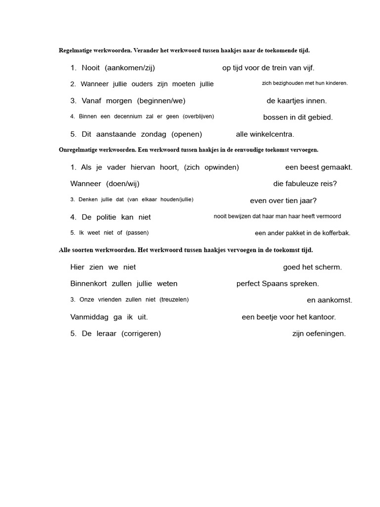 TOEKOMST Oefeningen | PDF