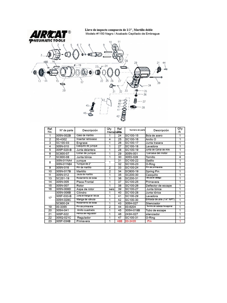 Esquemas de La Llave de Impacto Air Cat 1150 | PDF