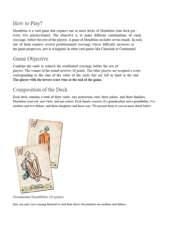 Instructions Mendel's Laws Game | PDF | Playing Cards | Games Of Mental ...