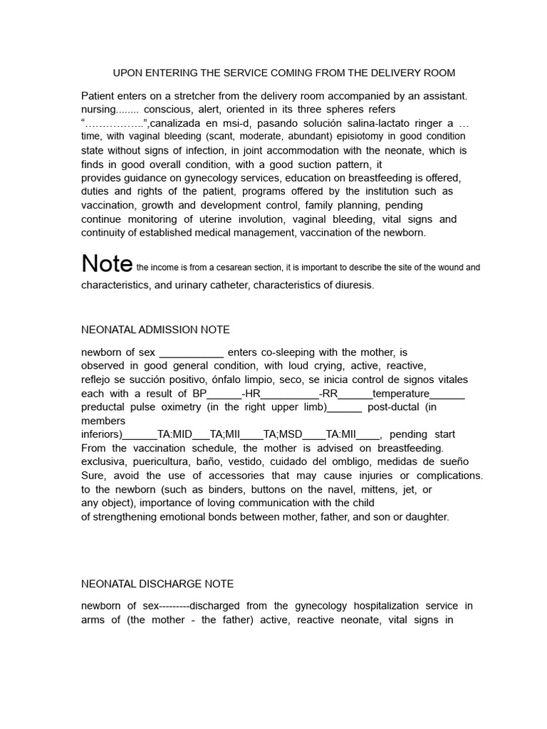 Nursing Note Templates 2020 | PDF | Childbirth | Breastfeeding