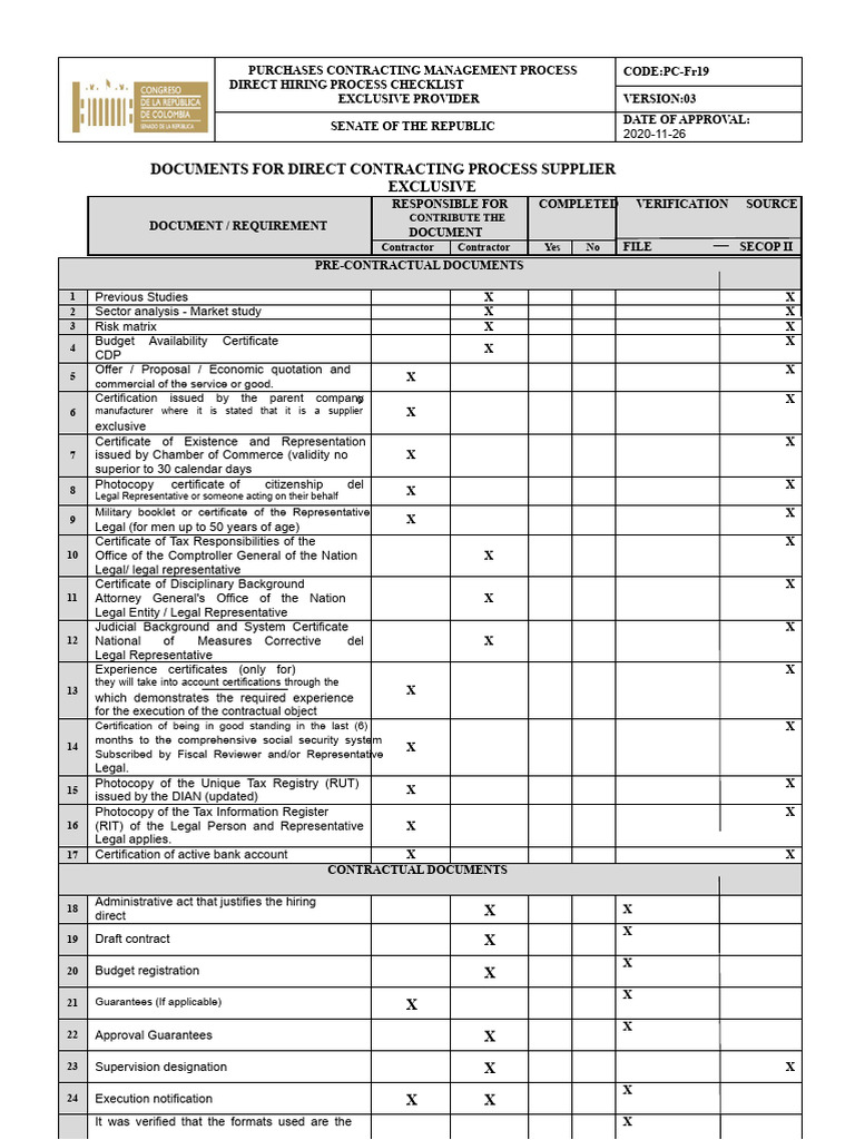 PC-Fr19 Direct Hiring Checklist Format - Exclusive Supplier | PDF | Government | Justice