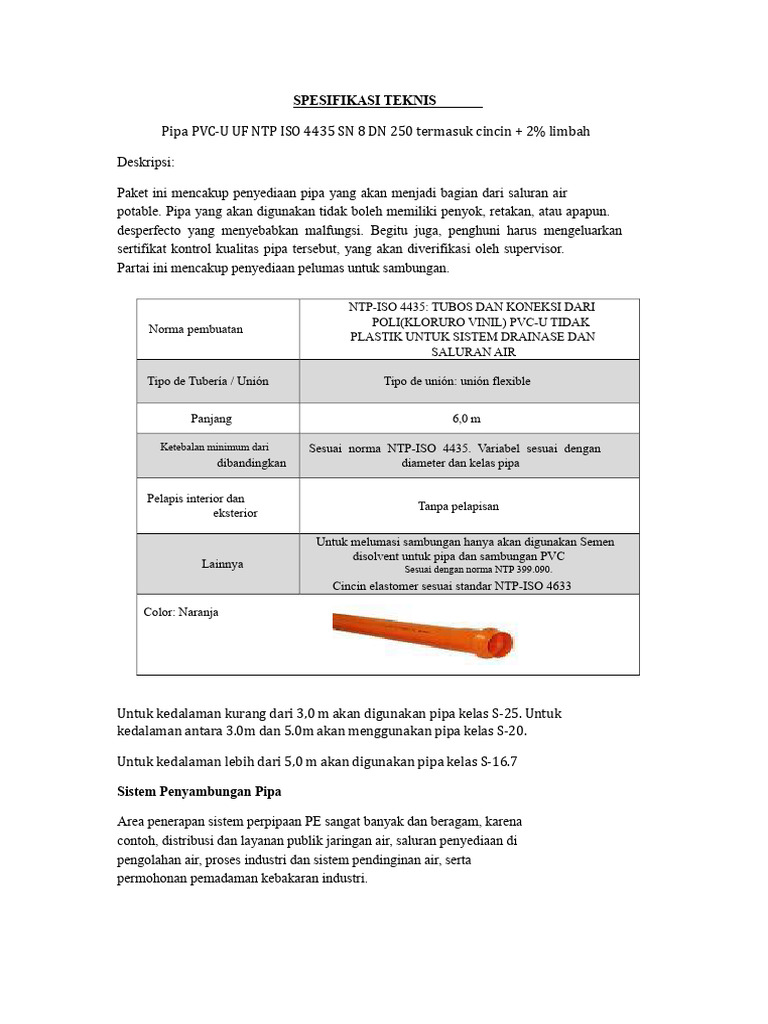 SPESIFIKASI TEKNIS pipa | PDF