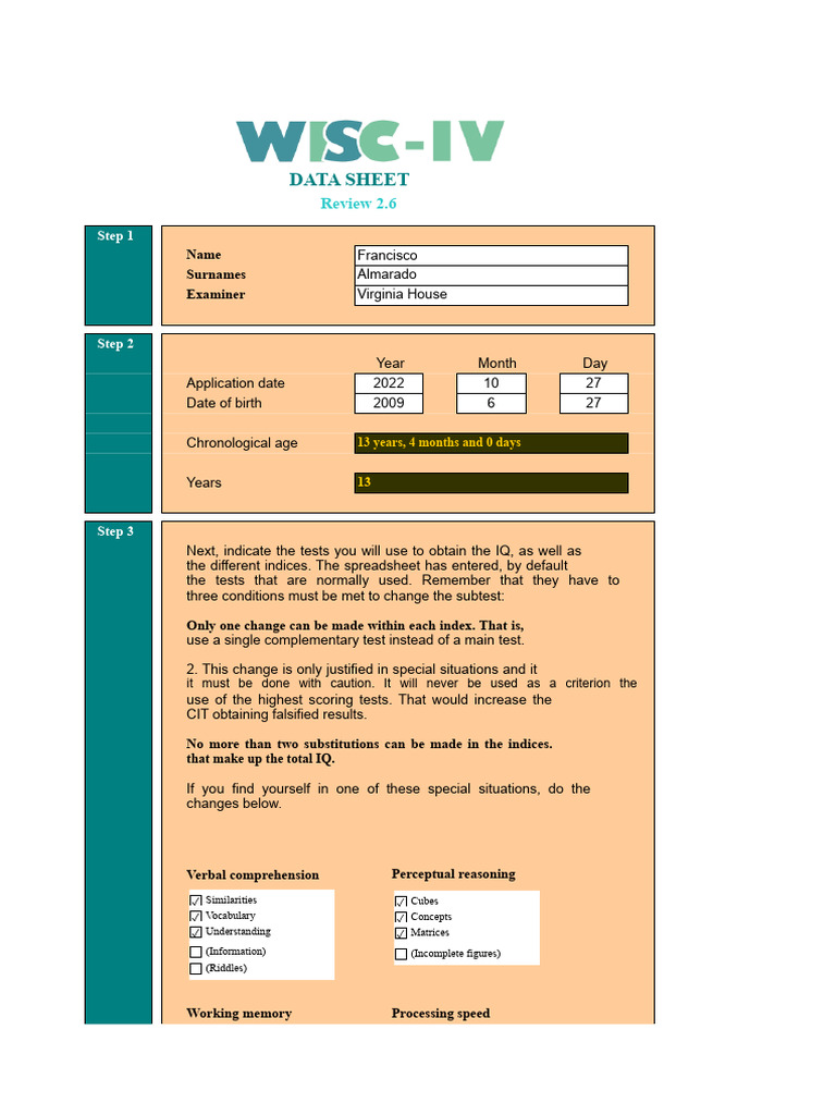 WISC-IV IQ Assessment Report for Francisco | PDF | Cognition