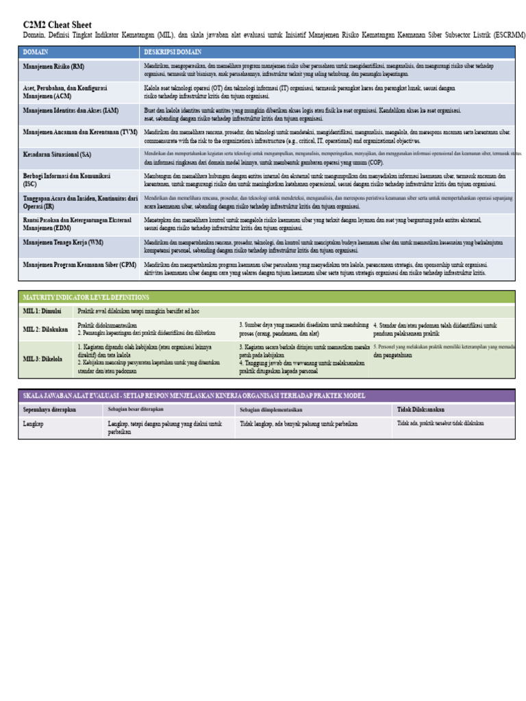 004 C2M2 Referensi Cheat Sheet | PDF