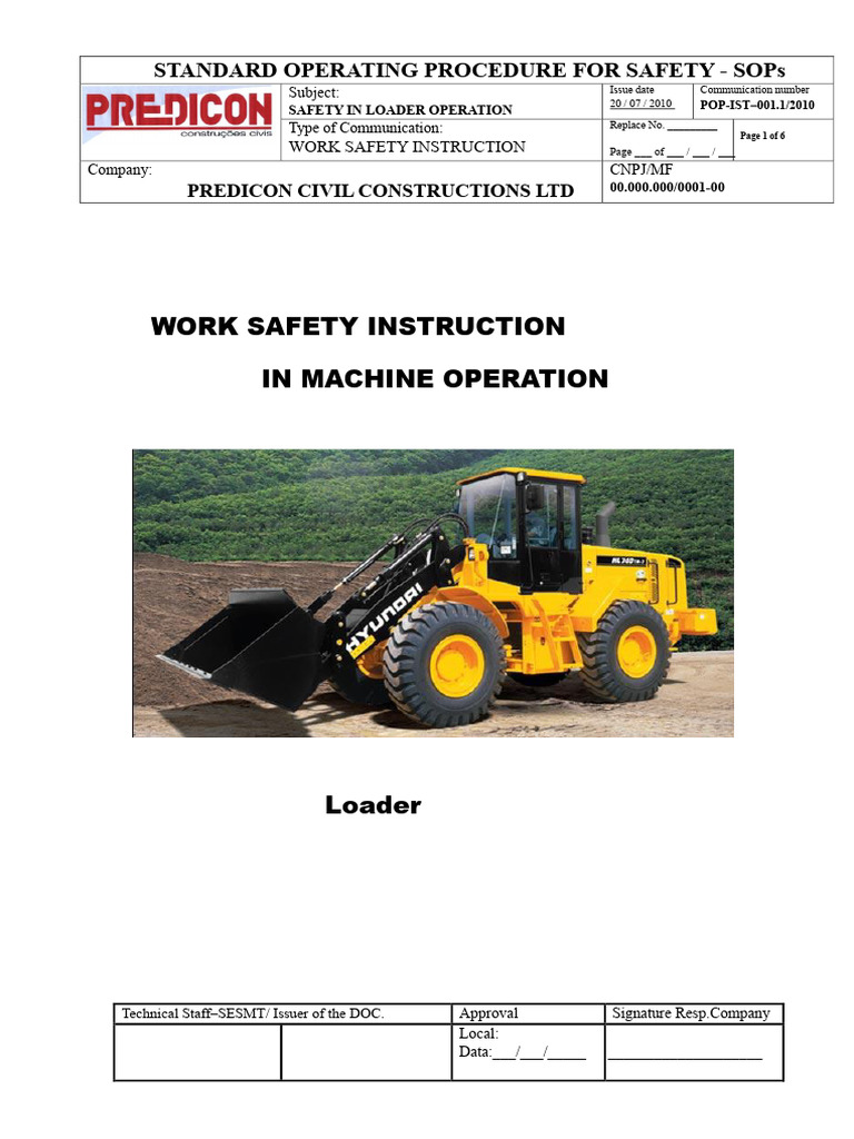 POP - IST - 001.1 - Wheel Loader | PDF | Personal Protective Equipment ...