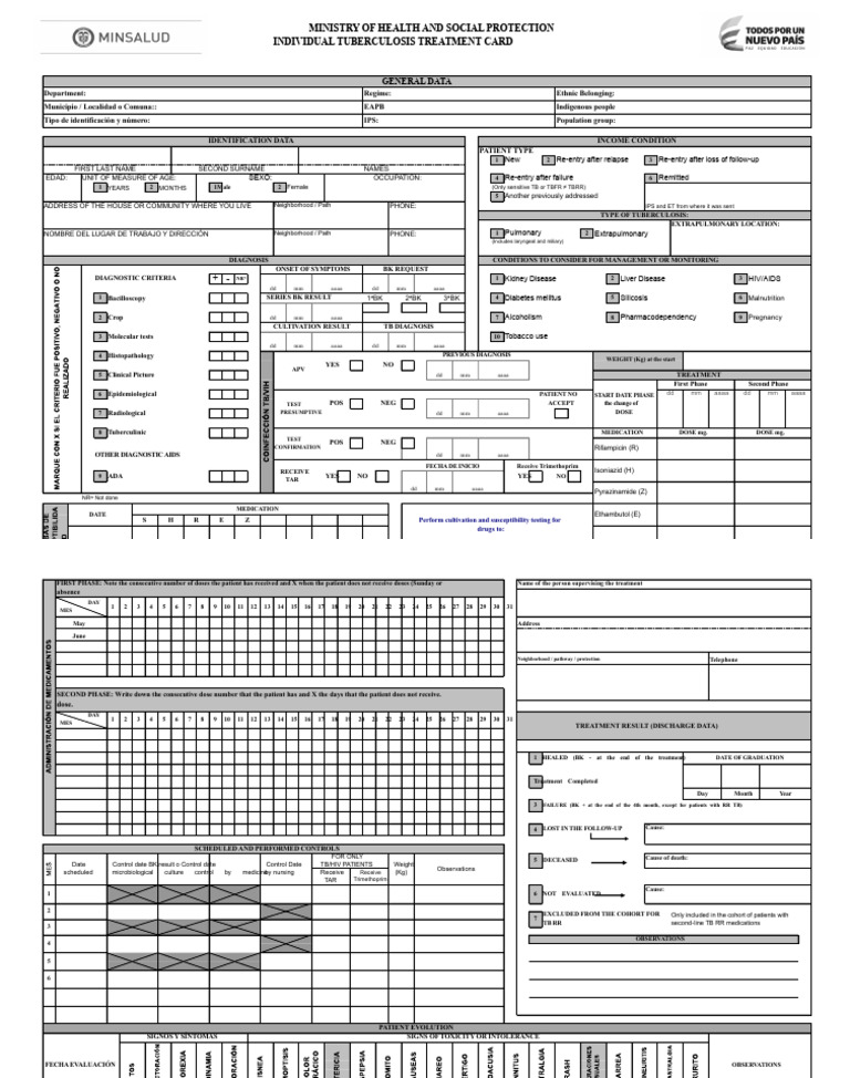 Individual Treatment Card | PDF | Tuberculosis | Medicine