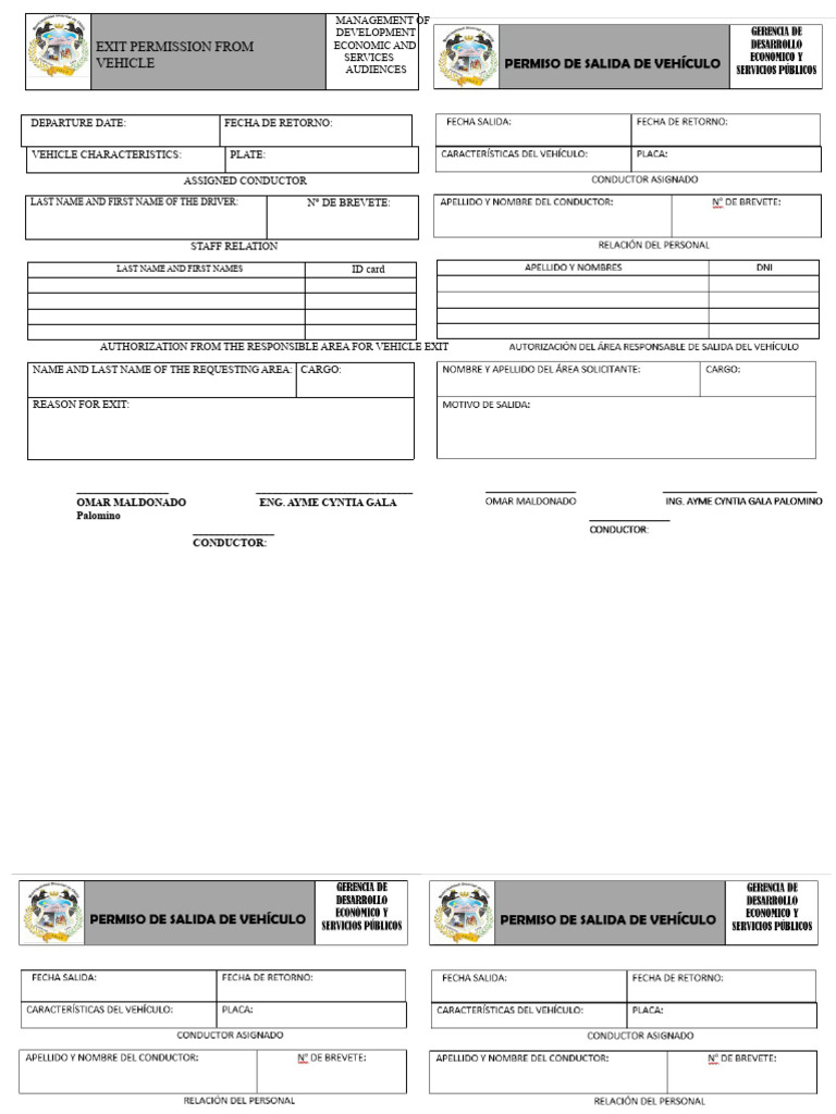 VEHICLE EXIT PERMIT | PDF