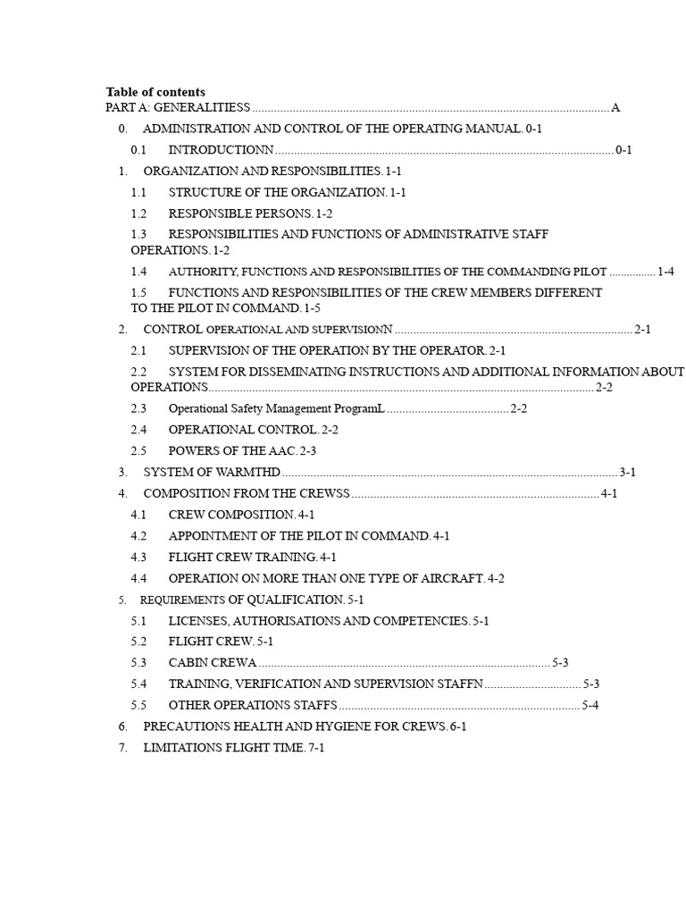 Aircraft Operations Manual Overview | PDF | Audit | Airlines