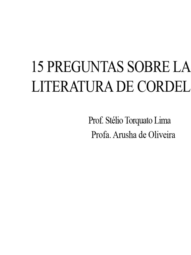 Preguntas Clave sobre el Cordel | PDF | Brasil | Poesía