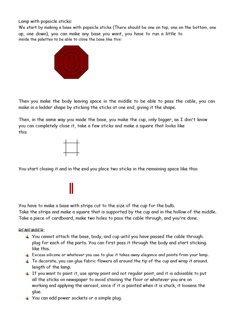 DIY Popsicle Stick Lamp Guide | PDF