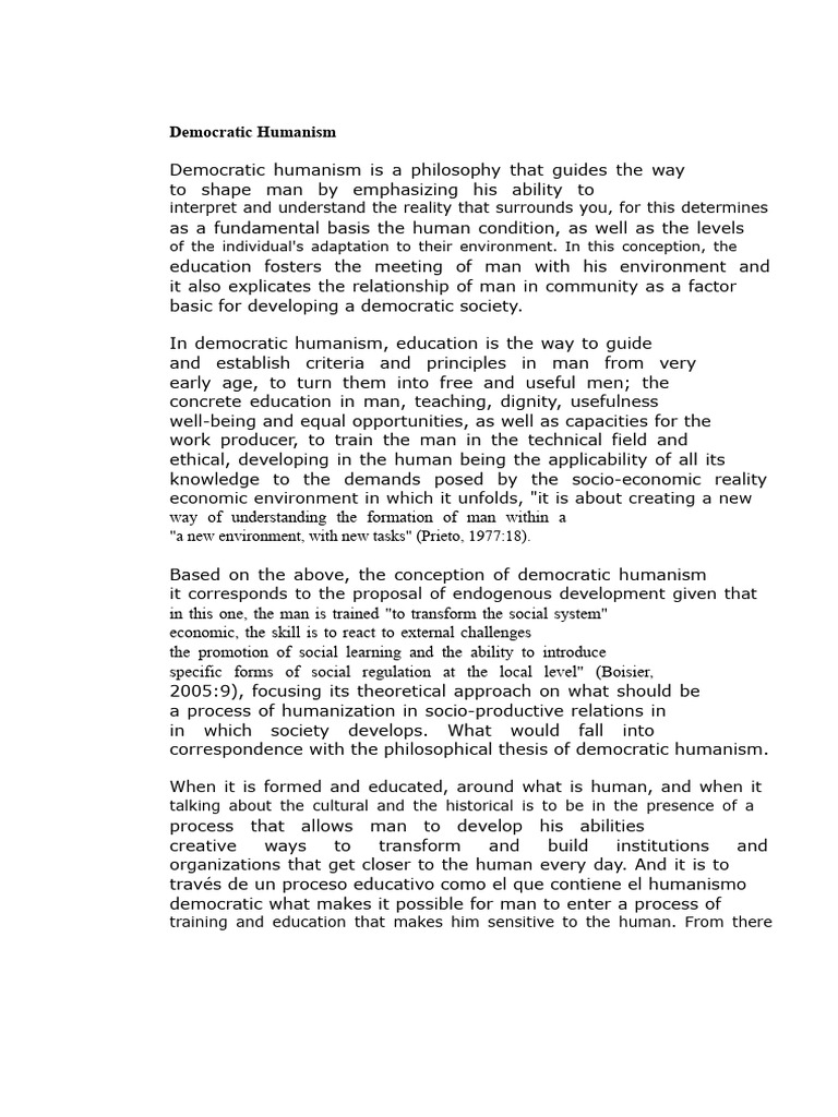 Democratic Humanism | PDF | Humanism | Philosophy Of Education
