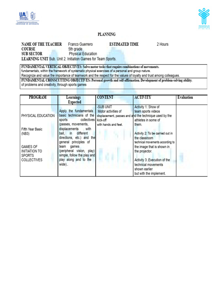 Planning Initiation Games For Team Sports | PDF | Physical Education ...